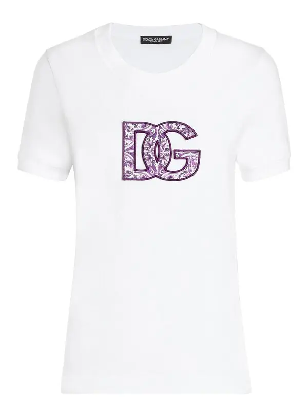 Dolce & Gabbana Short-sleeved Cotton T-shirt With Embroidery - White