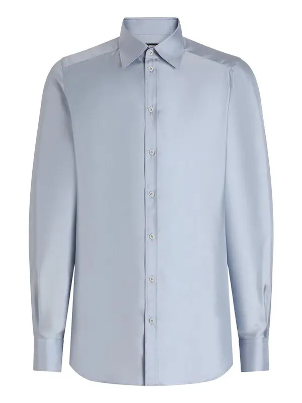 Dolce & Gabbana Martini Shirt In Silk Twill - Azure