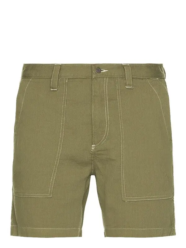 CORRIDOR Bedford Cord Camp Pocket Shorts - Olive