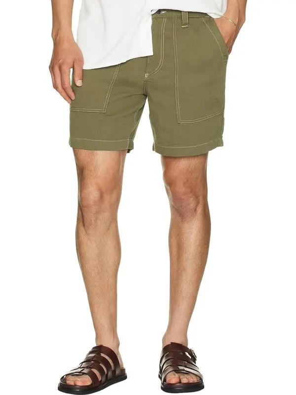 CORRIDOR Bedford Cord Camp Pocket Shorts - Olive