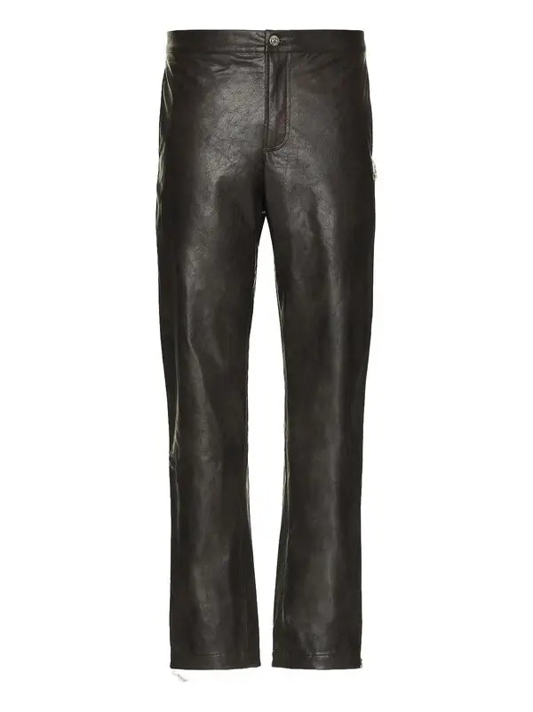 ADVISORY BOARD CRYSTALS Aged Faux Leather Zip Pant - Black