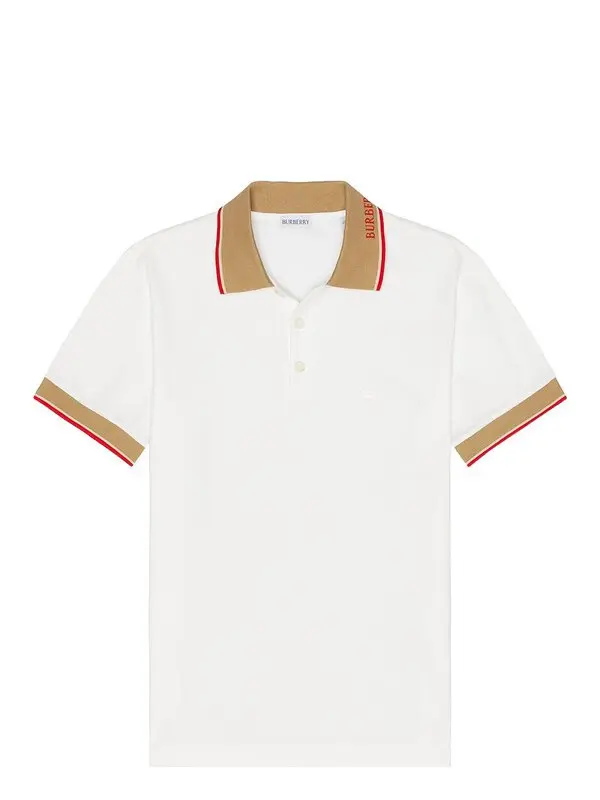 Burberry Collar Slim Fit Polo In White - Chalk