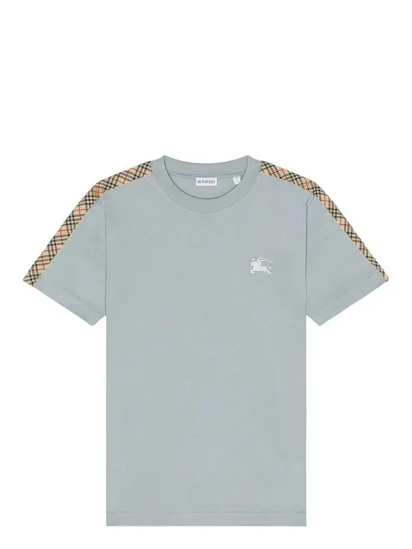 Burberry Slim Fit Tape Check T-shirt In Blue - Gale