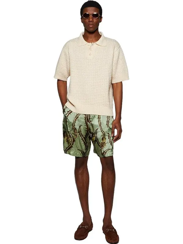 Dries Van Noten Piperi Printed Shorts - Khaki