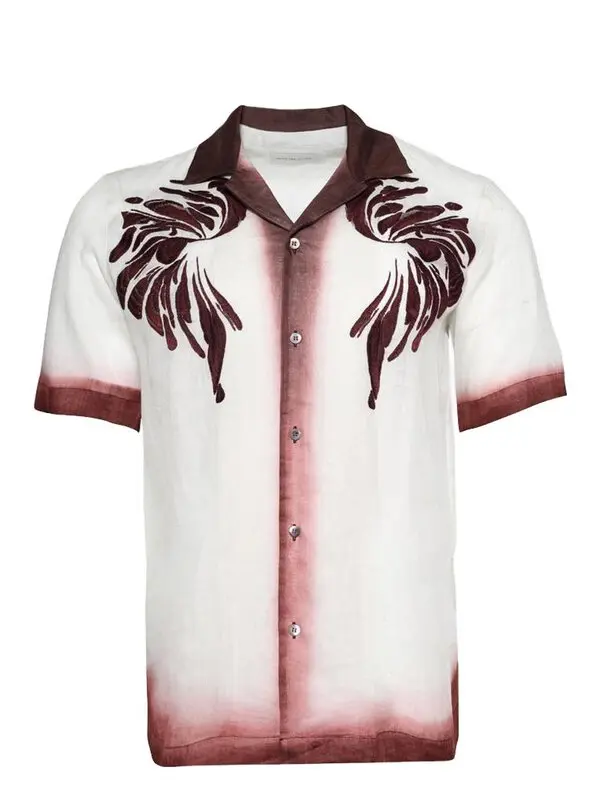 Dries Van Noten Carltone Embroidered Shirt Burgundy - Red