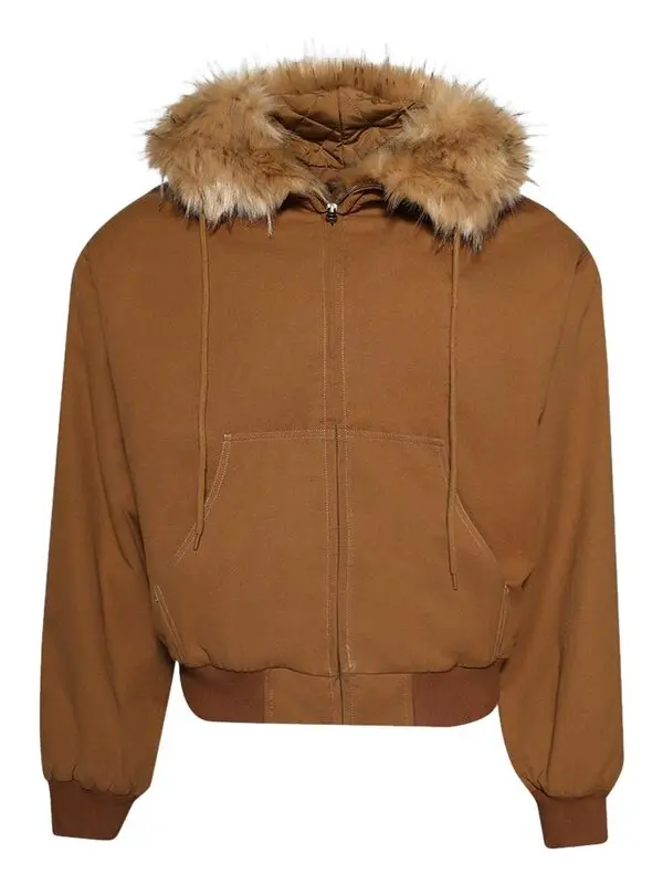 PRAYING Fur Hood Jacket - Brown
