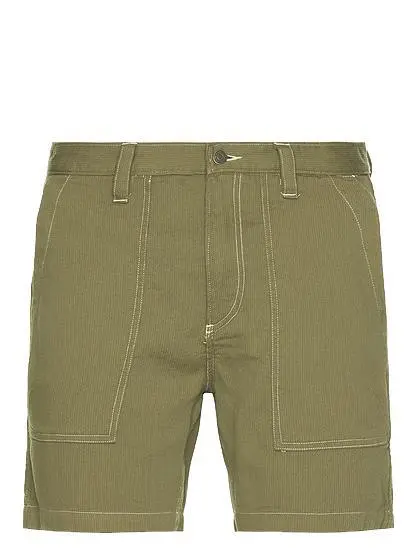 CORRIDOR Bedford Cord Camp Pocket Shorts - Olive