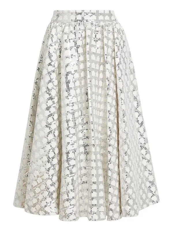Alice + Olivia Nilda Sequin-embellished Tweed Midi Skirt - Silver
