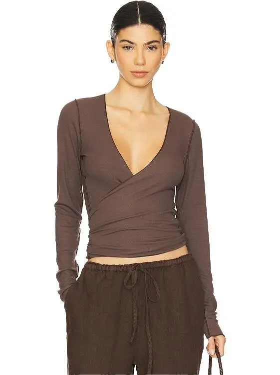 VIR VITA Margot Wrap Top - Chestnut