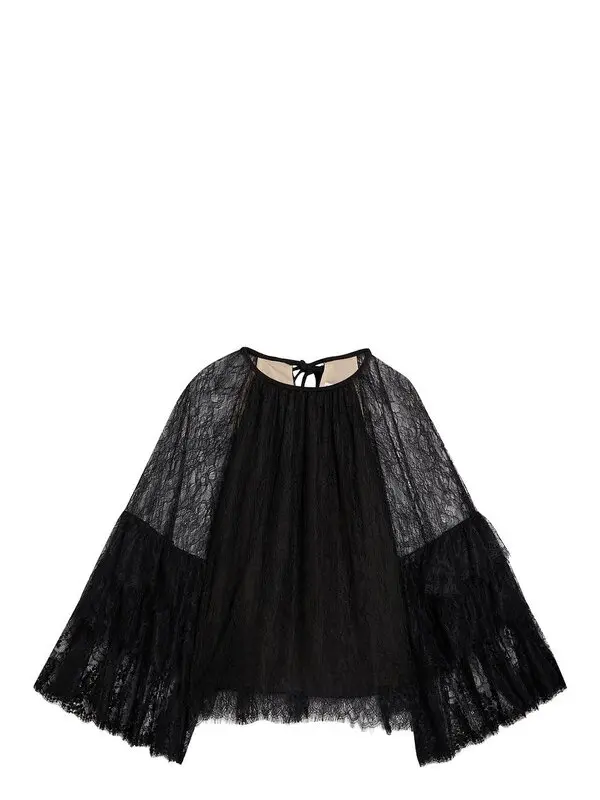 Alice + Olivia Delia Lace Top - Black