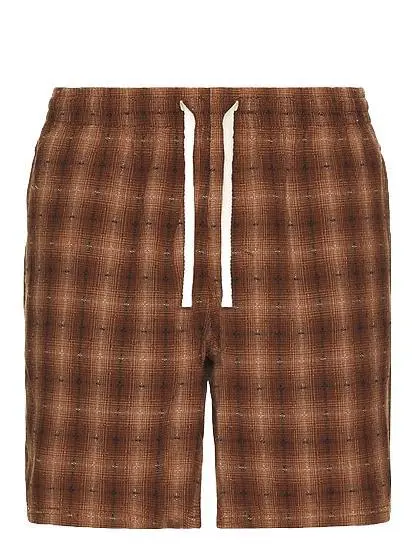 RHYTHM Shadow Check Jam Shorts - Rust