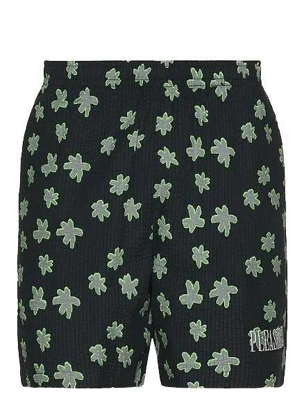 PLEASURES Floral Seersucker Shorts - Black
