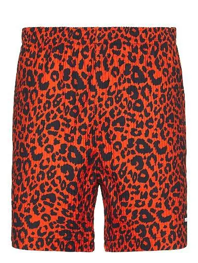 PLEASURES Leopard Print Active Shorts - Red