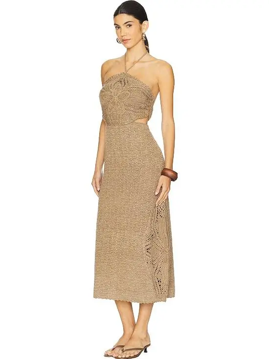 AMUR Clara Knit Midi Dress - Sand Dune