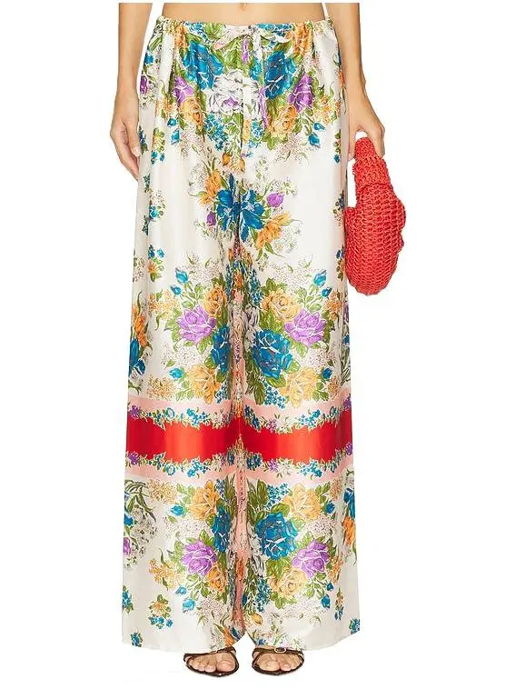 Ronny Kobo Boyer Printed Wide-leg Pants - Muneca Floral Scarf
