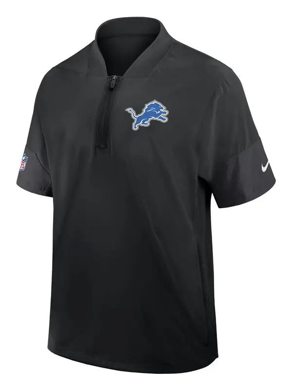Nike Detroit Lions Sideline Coach Nfl 1/2-zip Short-sleeve Jacket - Black