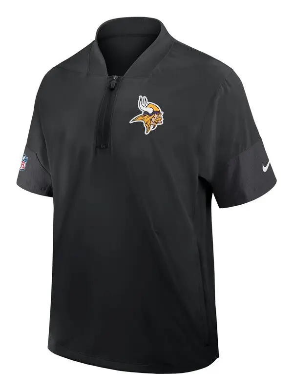 Nike Minnesota Vikings Sideline Coach Nfl 1/2-zip Short-sleeve Jacket - Black