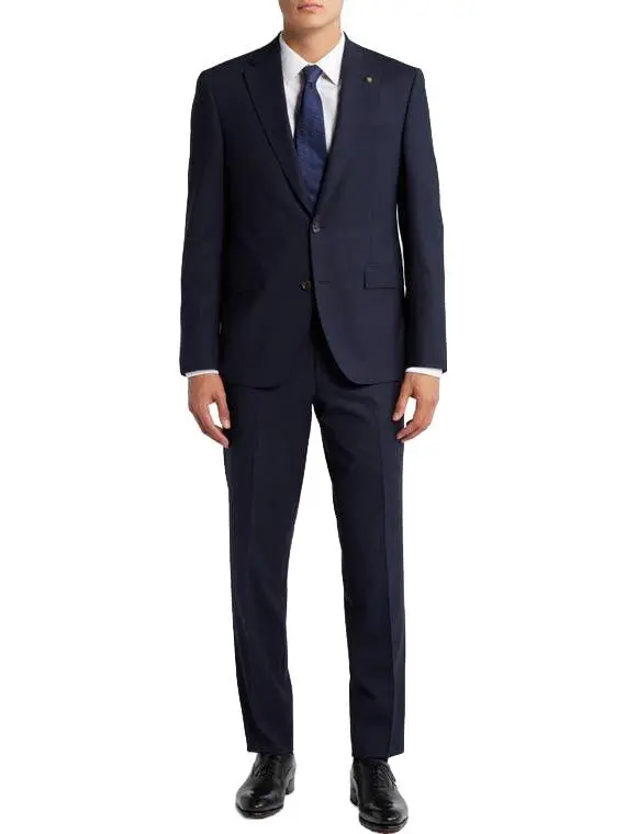 JACK VICTOR Esprit Solid Stretch Wool Suit - Navy
