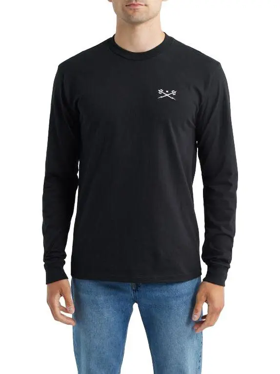 DARK SEAS Go-to Embroidered Long Sleeve T-shirt - Black