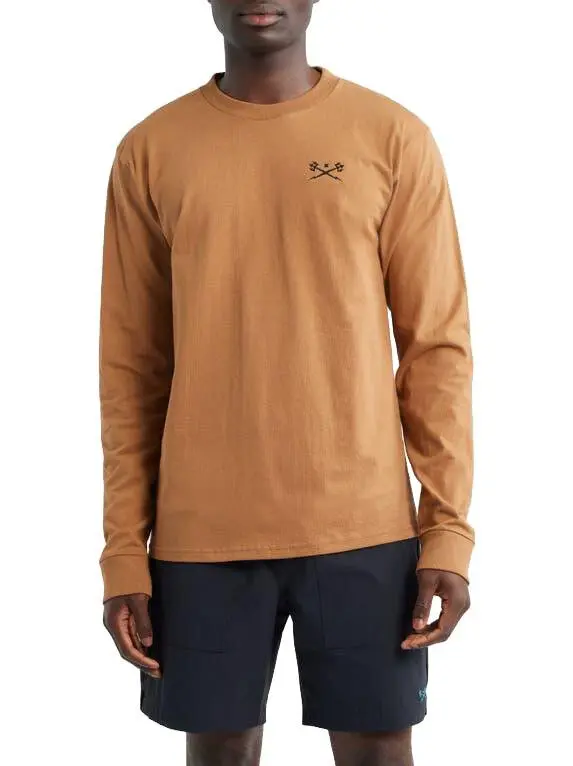 DARK SEAS Go-to Embroidered Long Sleeve T-shirt - Brown Sugar