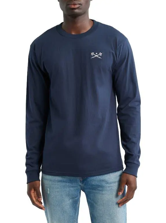 DARK SEAS Go-to Embroidered Long Sleeve T-shirt - Navy