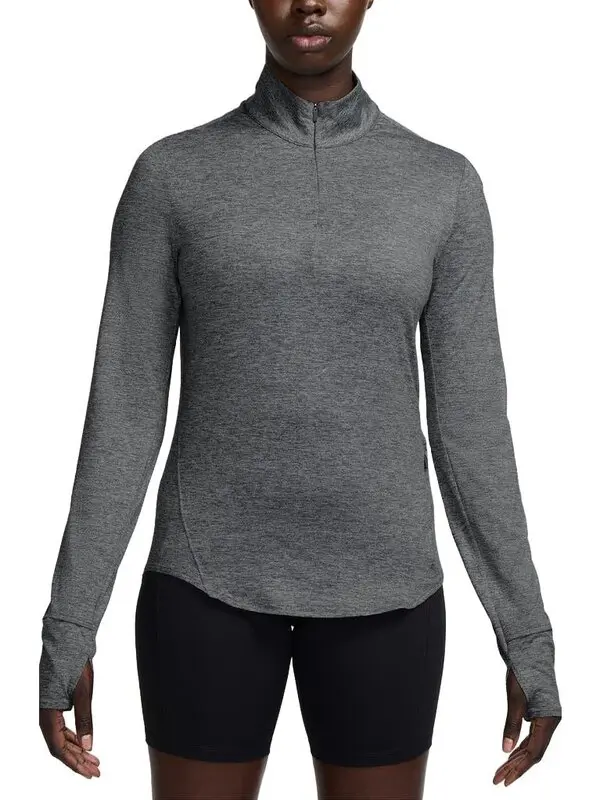 Nike Swift Dri-fit Uv Half Zip Running Top - 084 084 Smoke Grey/htr/reflective Silv