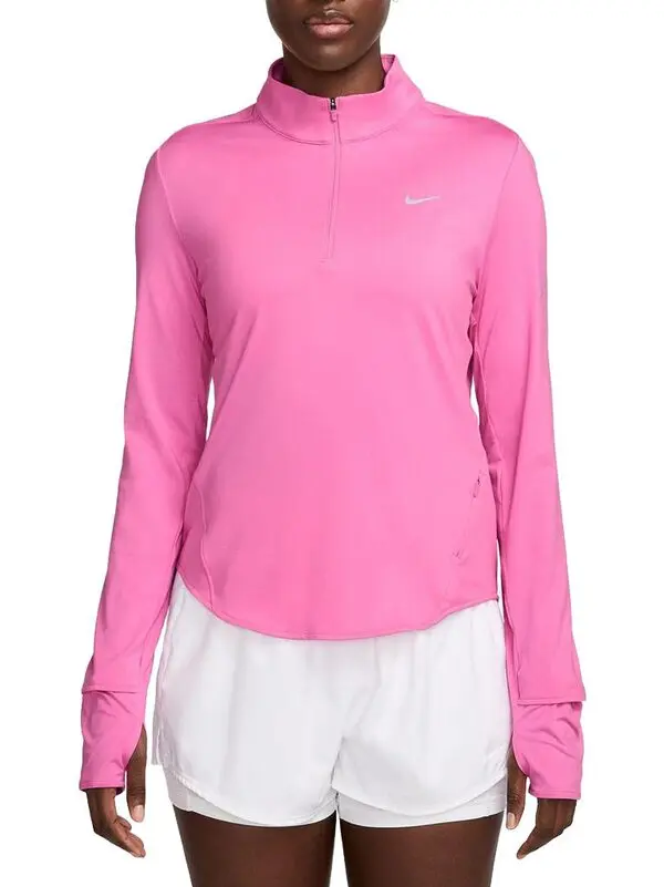 Nike Swift Dri-fit Uv Half Zip Running Top - Playful Pink/reflective Silv