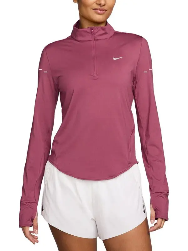 Nike Swift Dri-fit Uv Half Zip Running Top - Sweet Beet/reflective Silver
