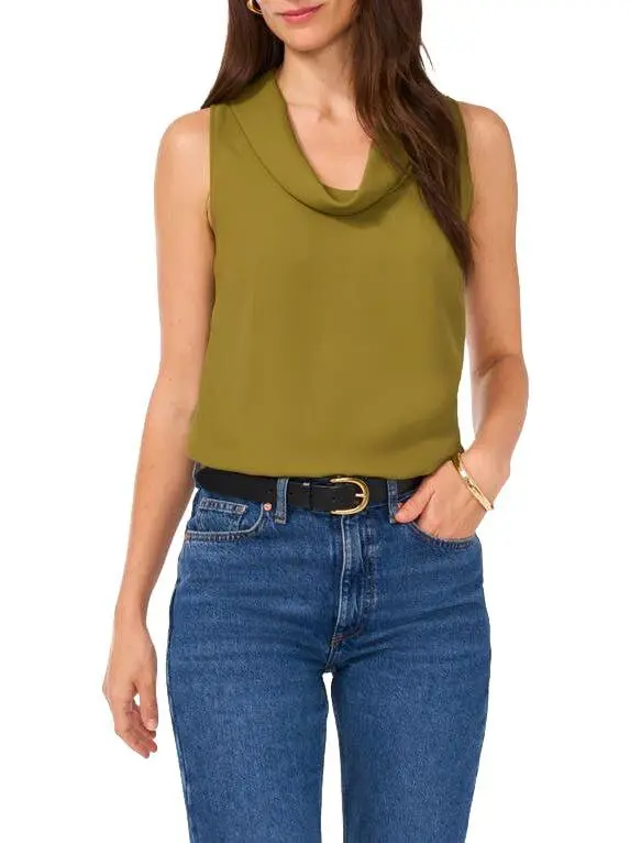 Vince Camuto Cowl Neck Sleeveless Blouse - Olive Moss