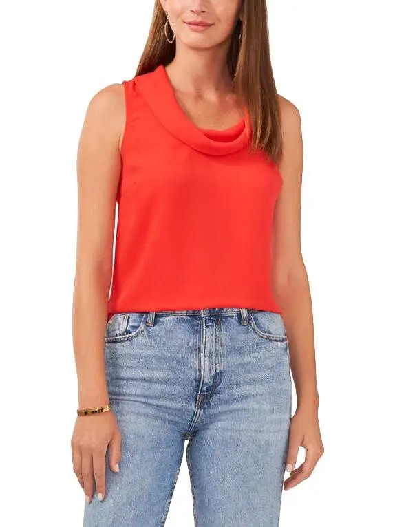 Vince Camuto Cowl Neck Sleeveless Blouse - Tulip Red