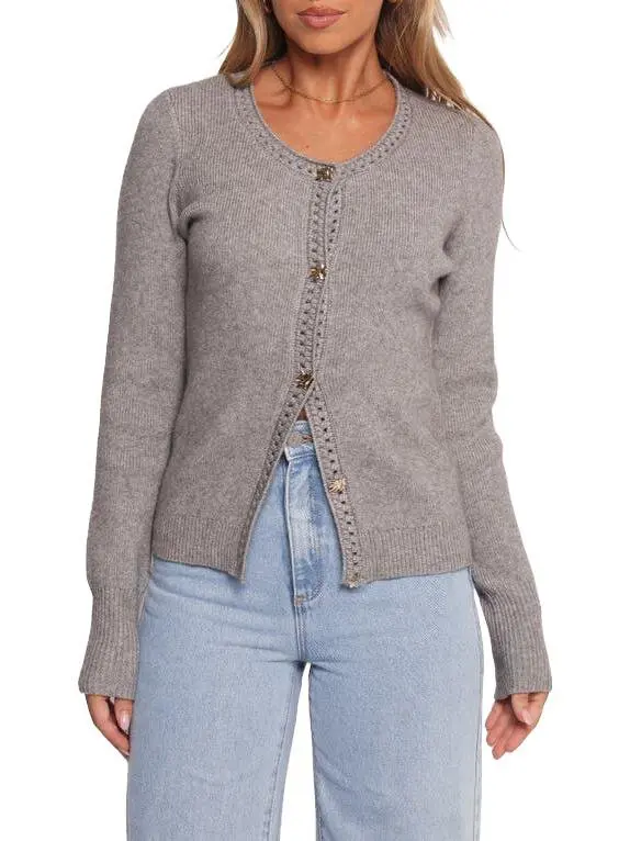 PETAL & PUP Openwork Knit Cardigan - Heather Grey