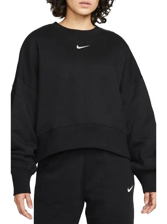 Nike Phoenix Fleece Crewneck Sweatshirt - 010 Black/sail