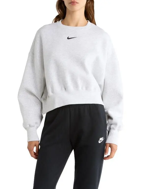 Nike Phoenix Fleece Crewneck Sweatshirt - Birch Heather/black