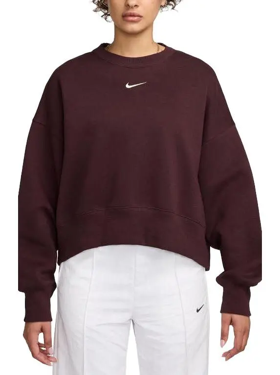 Nike Phoenix Fleece Crewneck Sweatshirt - Burgundy Crush/sail