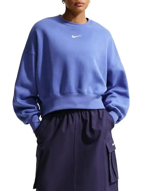 Nike Phoenix Fleece Crewneck Sweatshirt - Light Medium Blue/sail