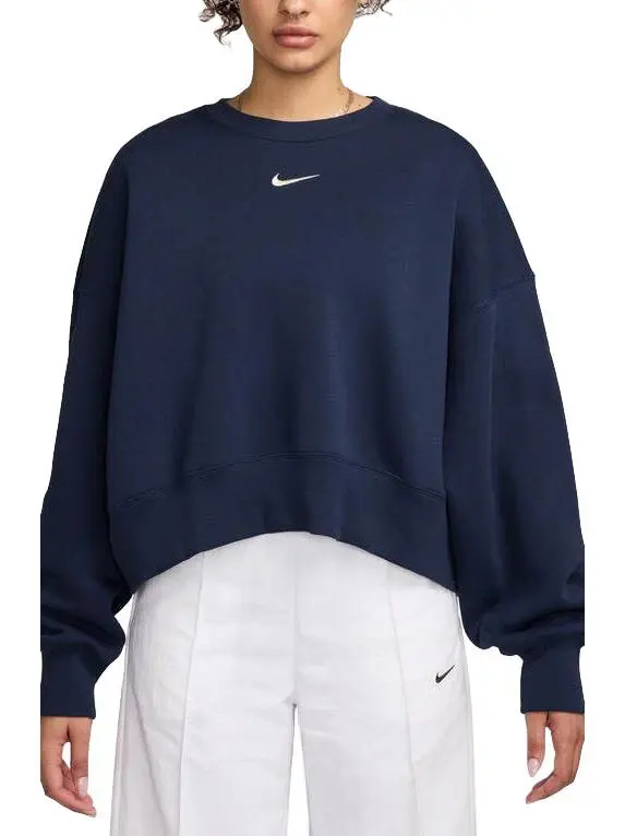 Nike Phoenix Fleece Crewneck Sweatshirt - Midnight Navy/sail