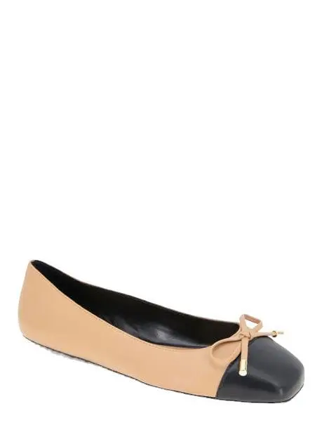 Bcbgmaxazria Hartly Cap Toe Ballet Flat - Tan/ Black