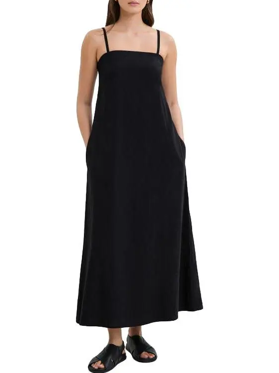 MARCELLA Aine Cotton & Linen Voile Dress - Black