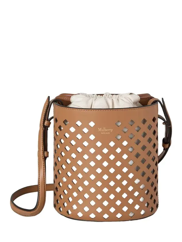 Mulberry Diamond Perforated Leather Bucket Bag - Toffee