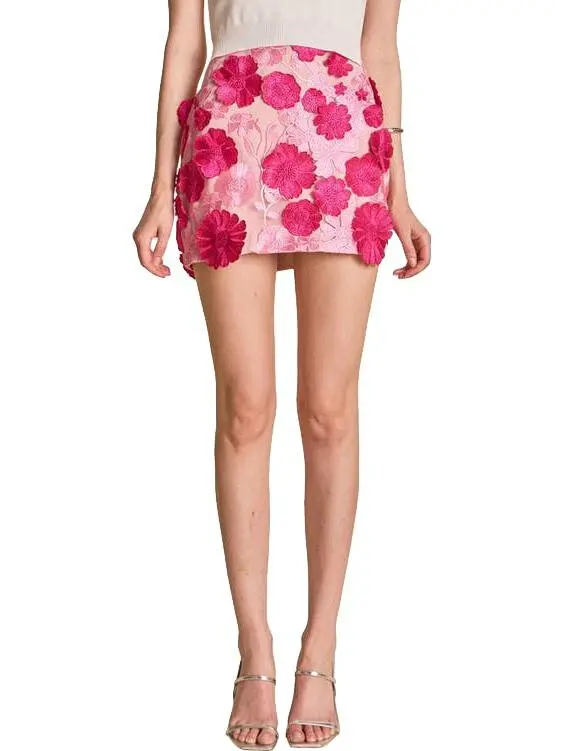 Endless Rose Floral Embroidered Mini Skirt - Pink