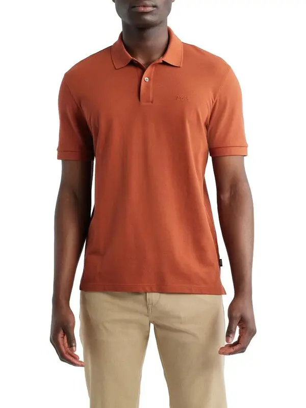 BOSS Pallas Cotton Polo - Dark Orange
