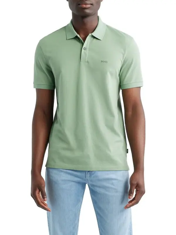 BOSS Pallas Cotton Polo - Green Ii