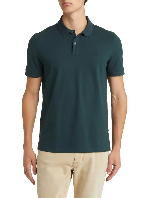 BOSS Pallas Cotton Polo - Open Green