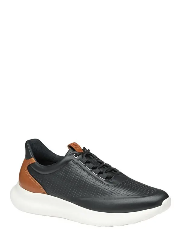 Johnston & Murphy U-throat Leather Sneaker - Black Full Grain