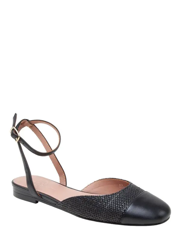 Linea Paolo Ankle Strap Flat - Black/black