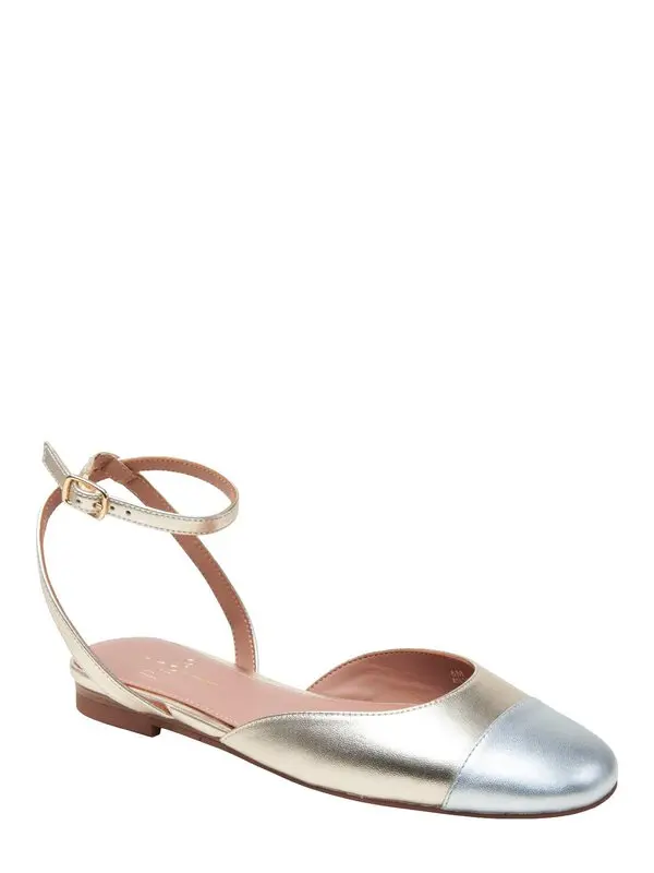 Linea Paolo Ankle Strap Flat - Lt Gold/silver