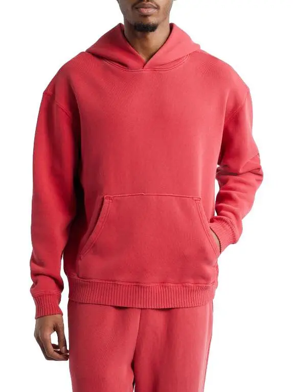 ELWOOD Core Oversize Organic Cotton Brushed Terry Hoodie - Vintage Cherry