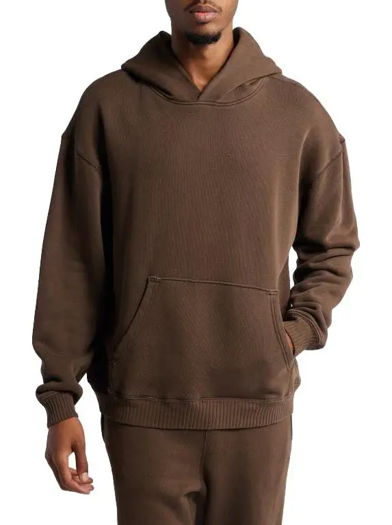 ELWOOD Core Oversize Organic Cotton Brushed Terry Hoodie - Vintage Chocolate
