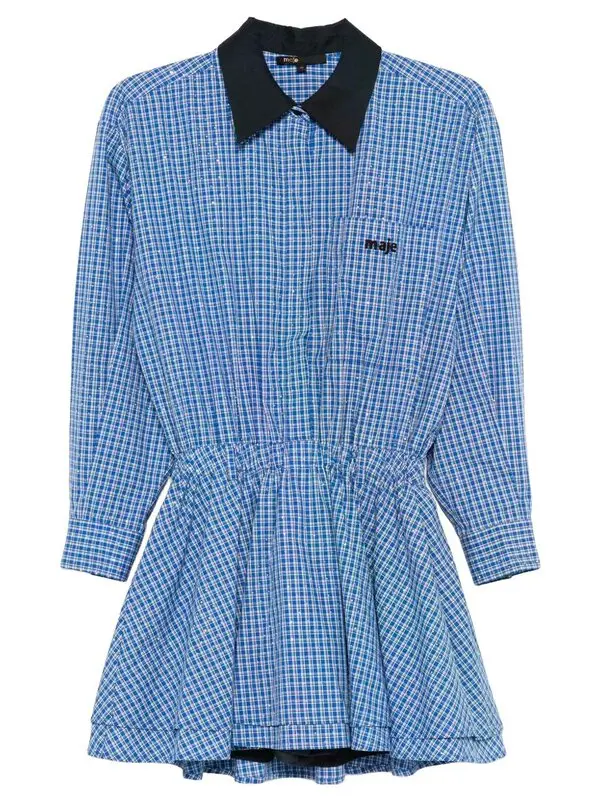 Maje Rhinestone-embellished Checked Mini Dress - Blue