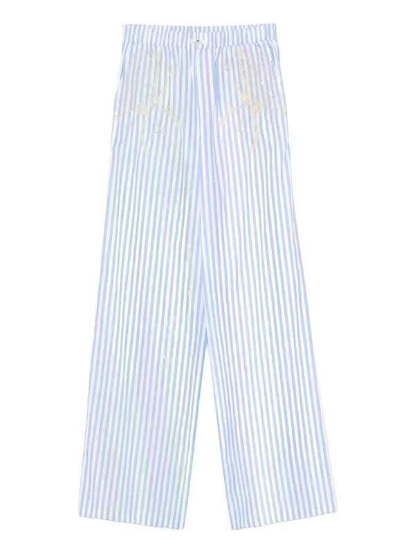 Elisabetta Franchi Striped Cotton Pants - White
